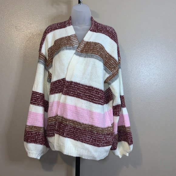 Cuddl Duds | Tops | A52299 Candace Cameron Bure Striped Balloon Sleeve ...